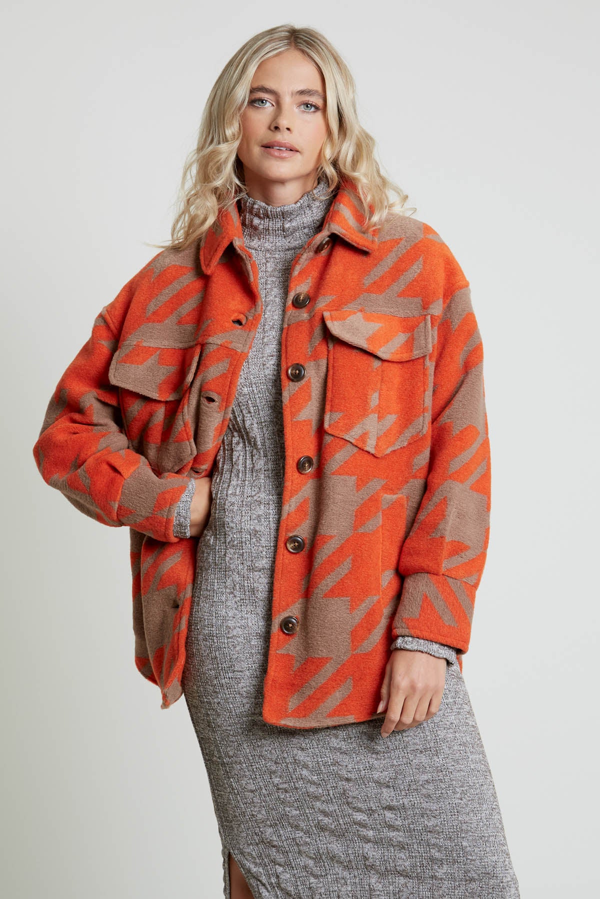 JERROD JACQUARD HOUNDSTOOTH SHACKET – Native Youth